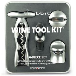 Metrokane Rabbit 4-Piece Wine Tool Kit - Silver | WINE-NOW