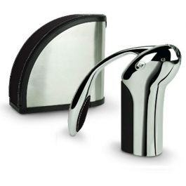 Metrokane Vip Vertical Rabbit - Sterling W/Leather - Black | WINE-NOW